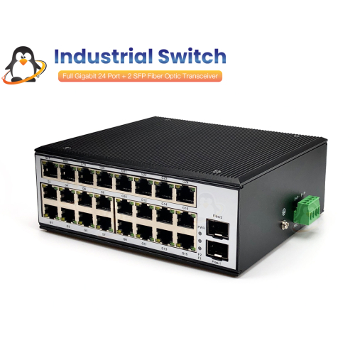 Gigabit Industrial Switch/Hub 24 Port (10/100/1000) + 2 SFP